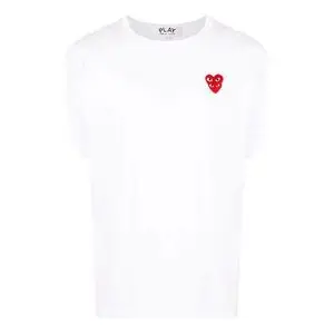 Play Comme Des Garcon Basic T-shirt Red Family Heart - White