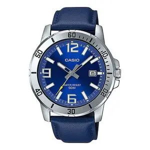 Casio Analog Watch With Leather Band - Blue