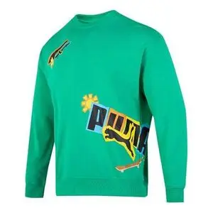 PUMA Classics Street Sport Crewneck Sweatshirt - Green/black/yellow