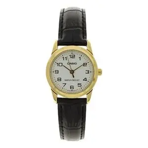 Casio Analog Quartz Watch With Leather Strap - White