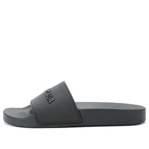Balenciaga Embossed Logo Pool Slides - Black