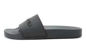 Balenciaga Embossed Logo Pool Slides - Black