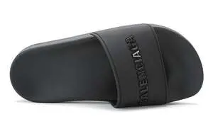 Balenciaga Embossed Logo Pool Slides - Black