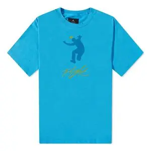 JORDAN X Union Crossover Solid Color Alphabet Pattern Cartoon Printing Round Neck Short Sleeve Us Edition Blue - Default Color