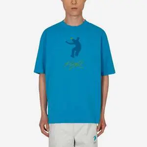 JORDAN X Union Crossover Solid Color Alphabet Pattern Cartoon Printing Round Neck Short Sleeve Us Edition Blue - Default Color