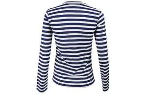Play Comme Des Garcon Striped Long Sleeve Tee - Navy Bluewhite