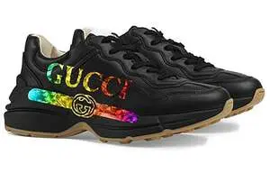 Gucci Rhyton Iridescent Logo Sneakers - Black