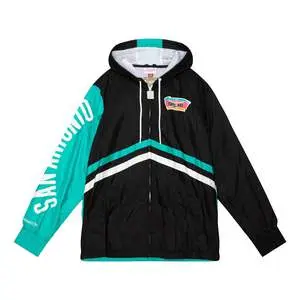Mitchell & Ness X Nba San Antonio Spurs Undeniable Full Zip Windbreaker - Black/teal