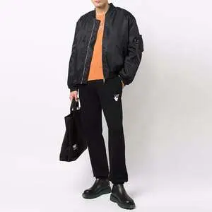 Off-White Fw21 Cotton Arrow Printing Sports Pants/trousers/joggers Loose Fit - Black
