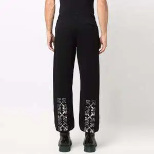 Off-White Fw21 Cotton Arrow Printing Sports Pants/trousers/joggers Loose Fit - Black