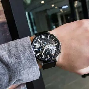 Casio Edifice Solar Powered Analog Watch With Stainless Steel Strap And Sapphire Crystal