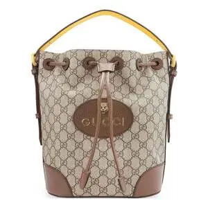 Gucci Neo Vintage Tiger Head Logo Drawstring Backpack - Brown
