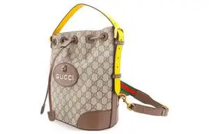 Gucci Neo Vintage Tiger Head Logo Drawstring Backpack - Brown