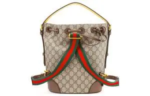 Gucci Neo Vintage Tiger Head Logo Drawstring Backpack - Brown
