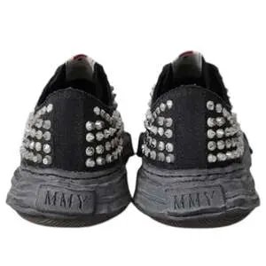 Mihara Yasuhiro Studded Canvas Low Top Sneakers - Black/black