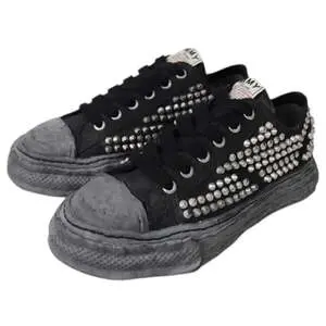 Mihara Yasuhiro Studded Canvas Low Top Sneakers - Black/black
