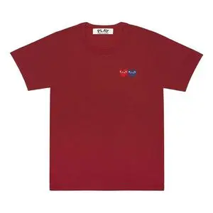 Play Comme Des Garcon Double Heart Embroidered T-shirt
