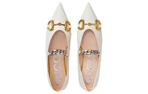 Gucci White Leather Flat Shoes - Default Color