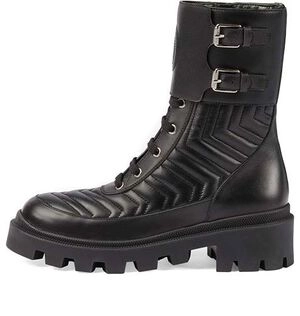 Gucci Frances Interlocking G Combat Boots - Black