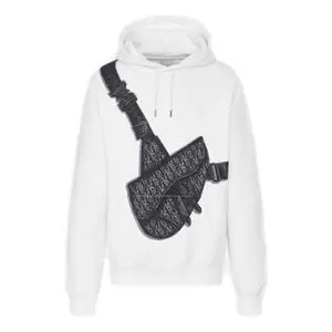 Dior Ss20 Saddle Bag Printed Hoodie - White