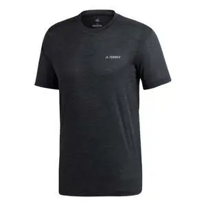 Adidas Sports Logo Solid Color Short Sleeve Carbon Black T-shirt - Multi-color
