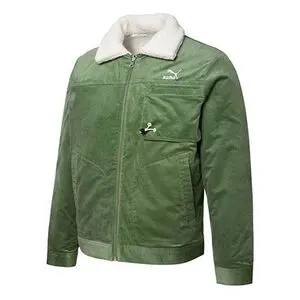 PUMA Cord Embroidered Logo Reversible Corduroy Jacket - Green