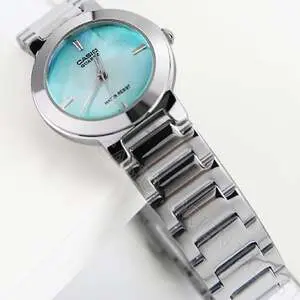 Casio Stainless Steel Quartz Watch With Gradient Green Dial