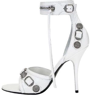 Balenciaga Cagole 110mm Strappy Sandals - White/silver