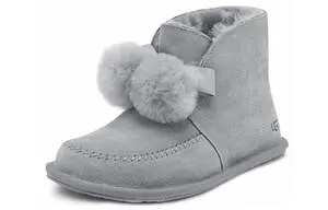 UGG Kallen Suede Booties With Pom-pom Detail - Grey