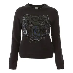 Kenzo Cotton Tiger Head Long Sleeve Pullover - Black