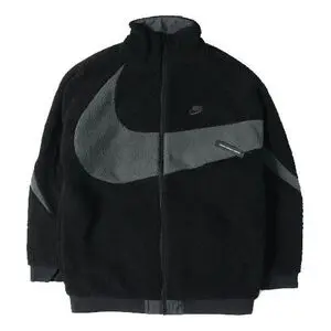 Nike Stand Collar Fleece Reversible Jacket - Black