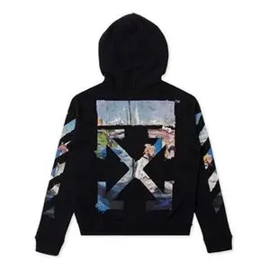 Off-White Painting Printing Arrow Pattern Zipper Classic Hoodie