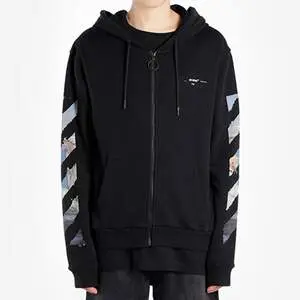 Off-White Painting Printing Arrow Pattern Zipper Classic Hoodie