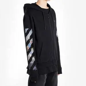 Off-White Painting Printing Arrow Pattern Zipper Classic Hoodie