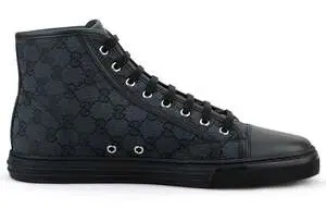 Gucci Monogram High Top Lace Up Sneakers