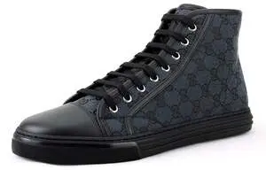 Gucci Monogram High Top Lace Up Sneakers