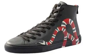 Gucci Leather High Top Sneakers With Snake Motif