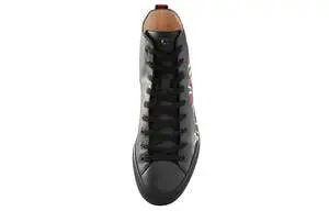 Gucci Leather High Top Sneakers With Snake Motif