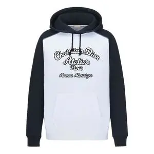 Dior Ss22 Embroidered Logo Pattern Loose Hooded Colorblock Long Sleeves