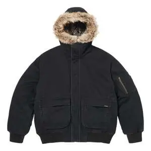Supreme Reversible Faux Fur Hooded Work Jacket - Black
