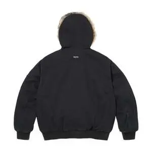 Supreme Reversible Faux Fur Hooded Work Jacket - Black