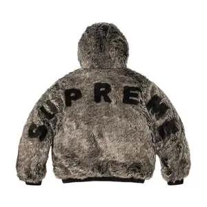 Supreme Reversible Faux Fur Hooded Work Jacket - Black