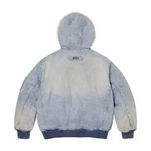 Supreme Reversible Faux Fur Hooded Work Jacket - Denim