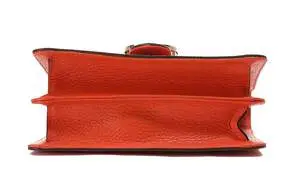Gucci Leather Crossbody Bag With Chain Strap - Orange