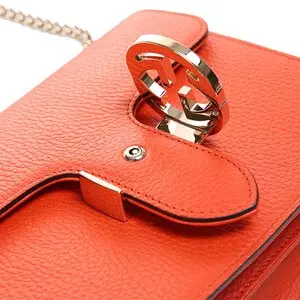 Gucci Leather Crossbody Bag With Chain Strap - Orange