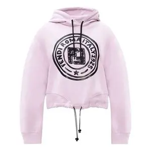Fendi Printed Logo Hoodie - Pink