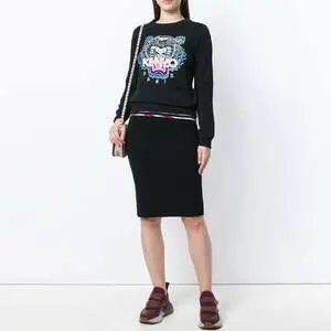Kenzo Tiger Head Print Crewneck Sweatshirt - Black
