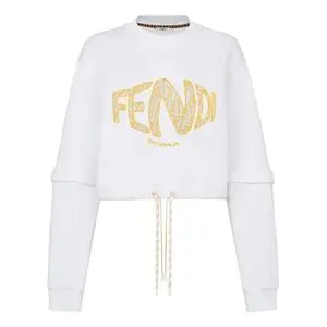 Fendi Cropped Detachable Sleeve Hoodie - White