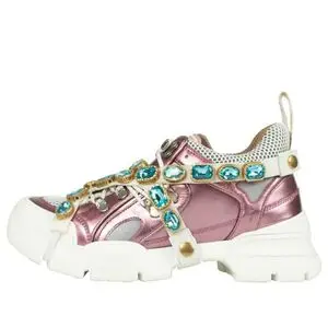 Gucci Flashtrek Embellished Sneakers - Pink/white/grey