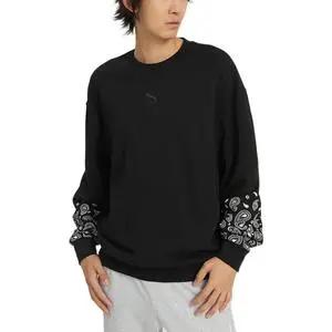 PUMA Paisley Graphic Crewneck Pullover - Black/white